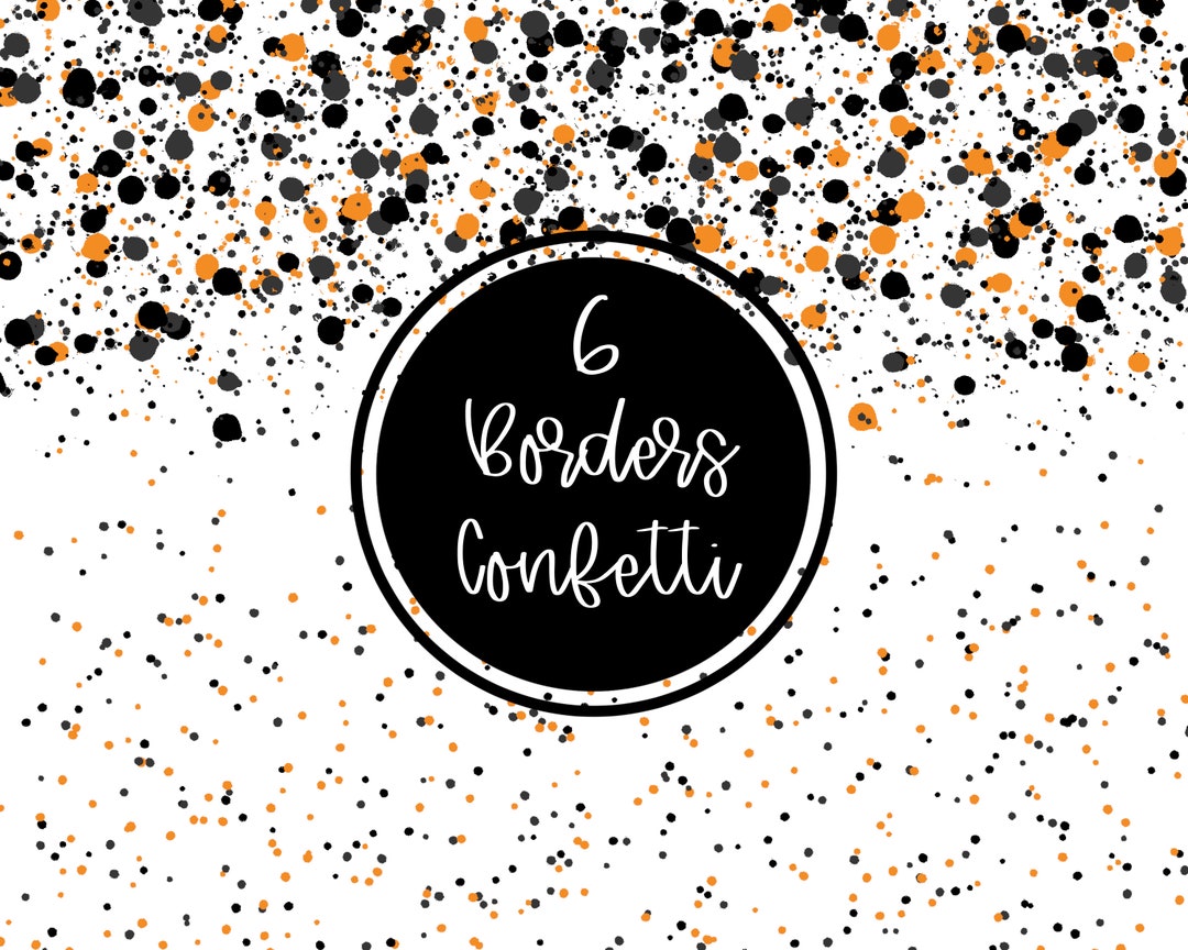 Digital Confetti Black Orange Border Confetti Clipart Confetti ...