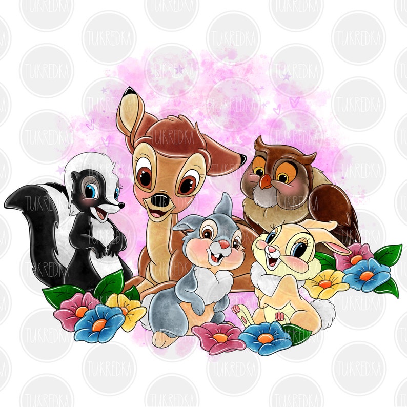 Bambi Cute Clip Art Png Cartoon Clipart Sublimation Png Etsy