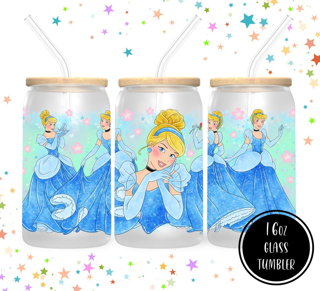 Princess Cinderella Cup PNG File DIGITAL DOWNLOAD 16oz Glass Tumbler ...