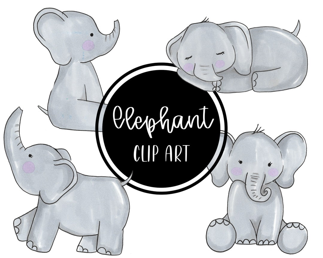 Elephant Animal Clip Art Watercolor Handpainted Animals Print Digital ...