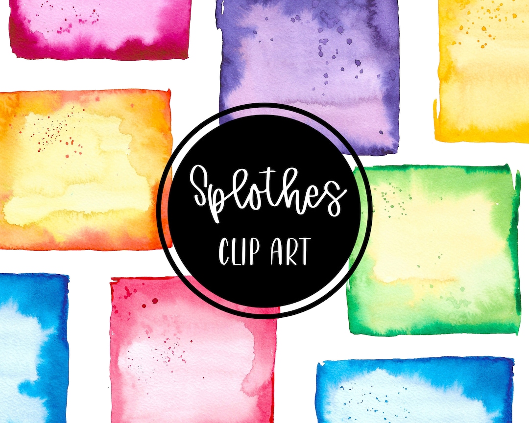 Splotches Watercolor Handpainted Digital Clipart Multicolor Colorful ...