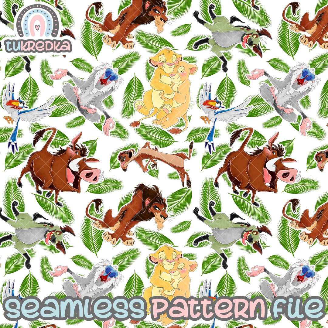 The Lion King Simba Pumba Timon Seamless Pattern, Digital Paper ...