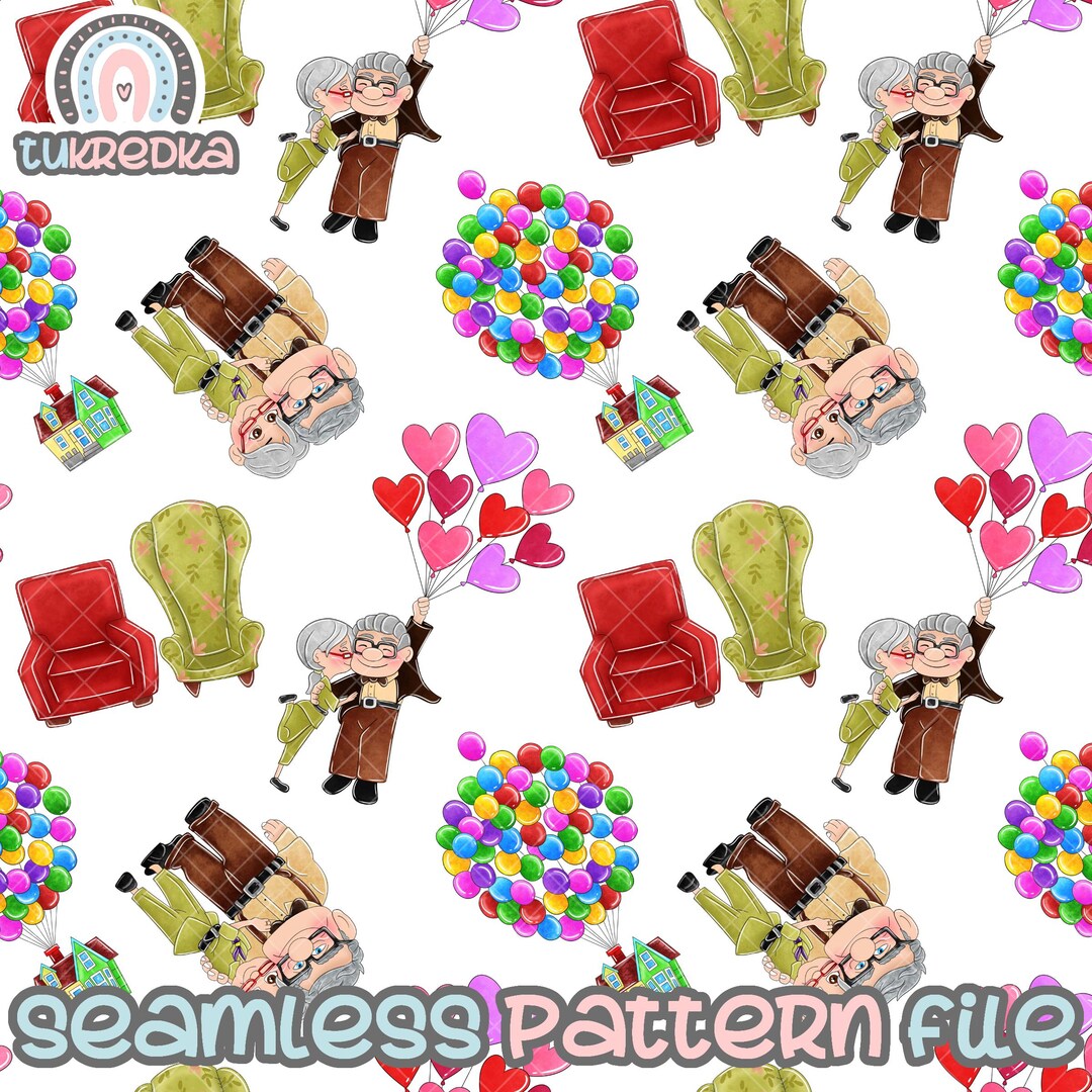 Up Carl and Ellie Seamless Pattern, Digital Paper Background Download ...