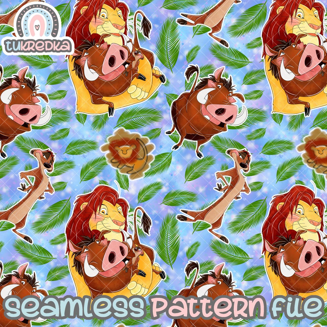 The Lion King Simba Pumba Timon Seamless Pattern, Digital Paper ...