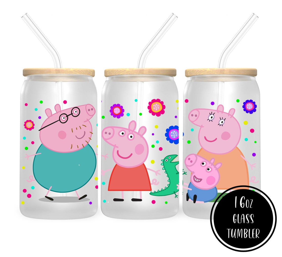 Peppa Pig Cup PNG File DIGITAL DOWNLOAD 16oz Glass Tumbler Design, 16oz ...