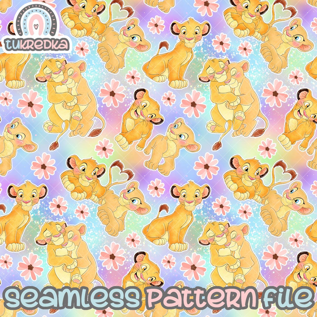 The Lion King Simba Seamless Pattern, Digital Paper Background Download ...