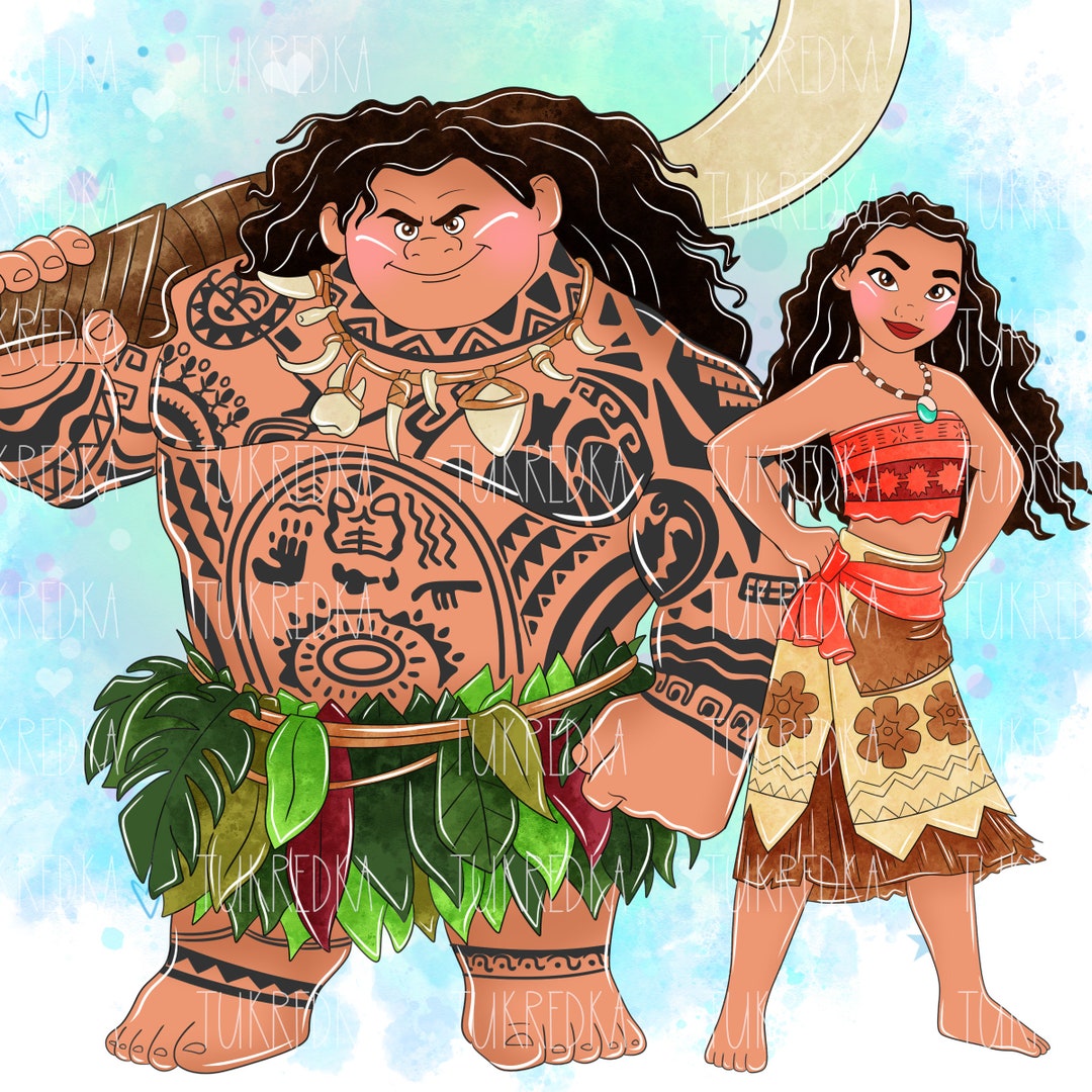 Princess Moana Maui Clipart Sublimation PNG, Vaiana Clipart, Cartoon ...
