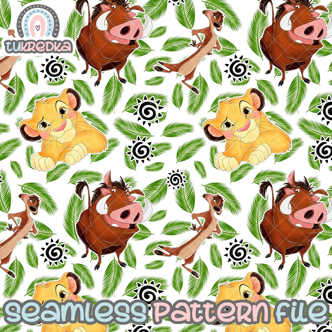 The Lion King Simba Pumba Timon Seamless Pattern, Digital Paper ...