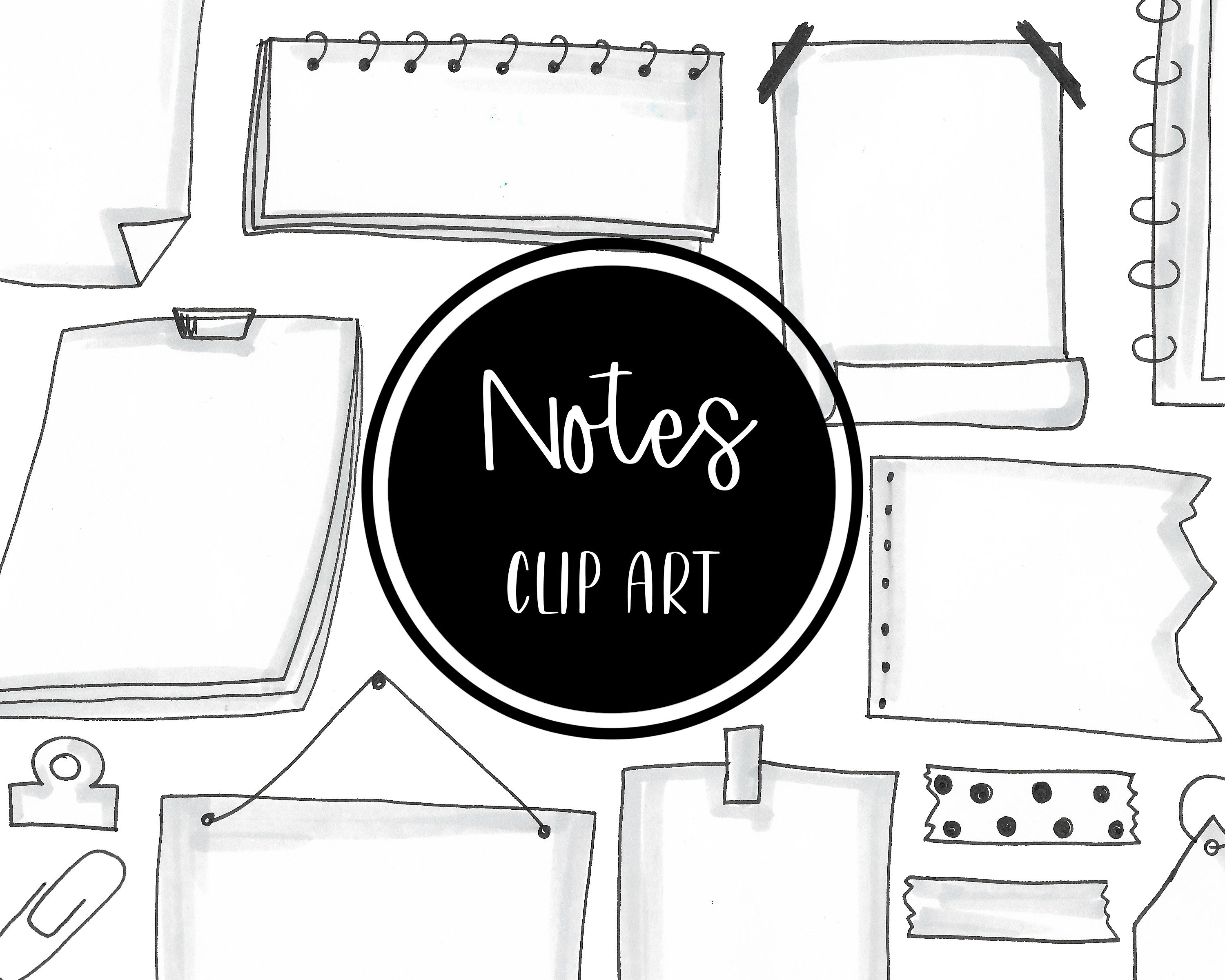 Note Paper Clip Art Handpainted Digital Clipart Planner - Etsy