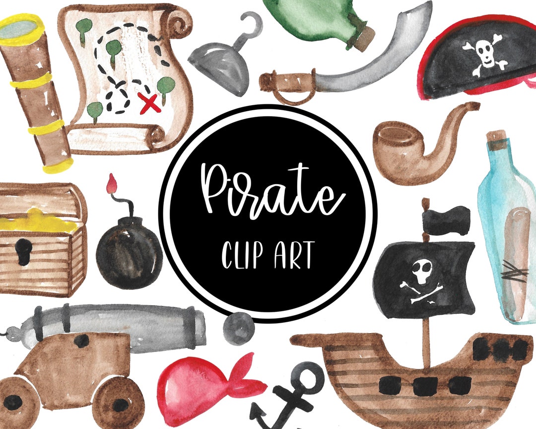 Pirate Clip Art Watercolor Handpainted Digital Clipart Ship Anchor ...