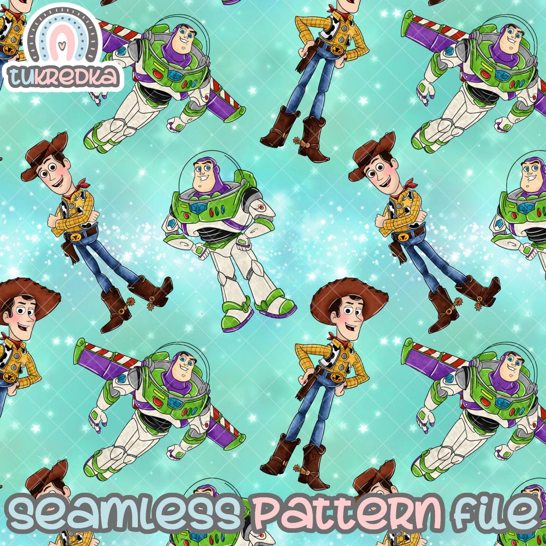 Toy Story Buzz Lightyear Woody Seamless Pattern, Digital Paper Background Download JPG - Etsy UK