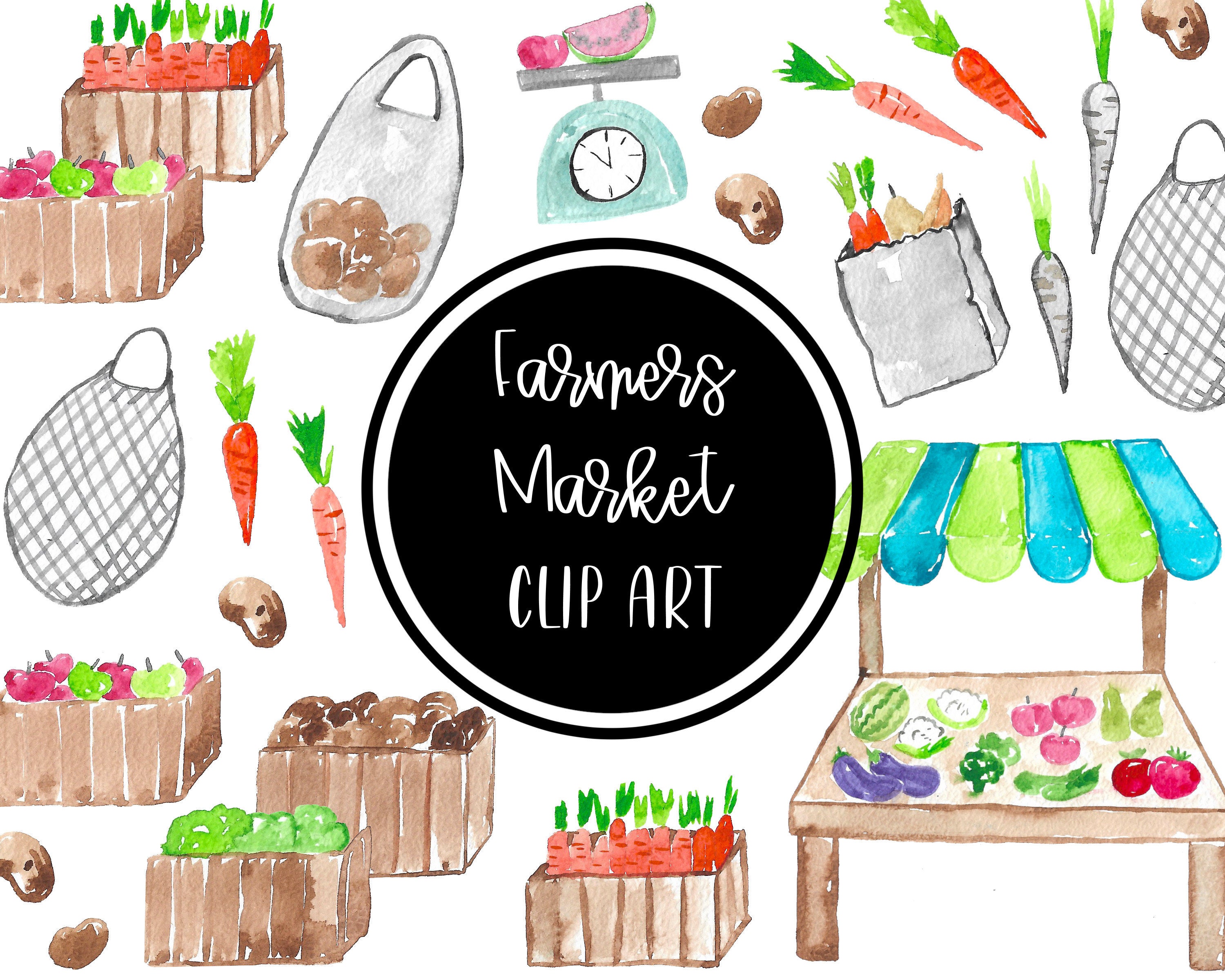 Farmers Market Vegetables Clip Art Potato Onion Broccoli - Etsy