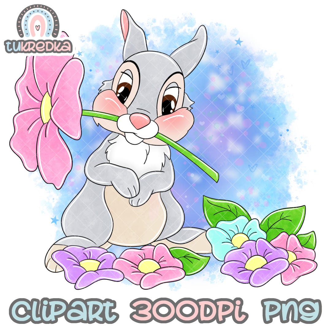 Thumper Rabbit Cute Clip Art PNG, Cartoon Bambi Clipart Sublimation PNG ...