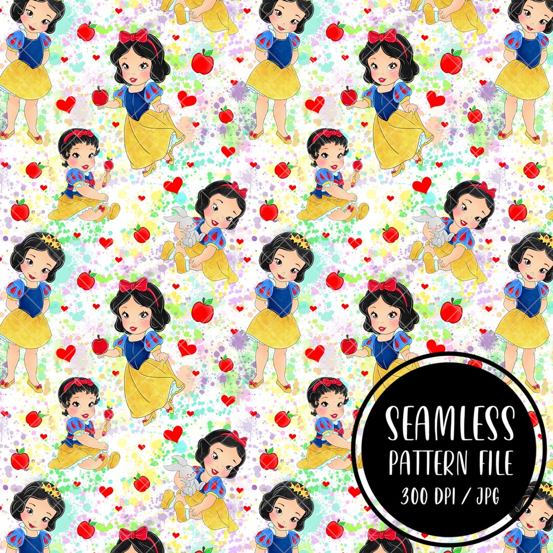 Baby Toddler Princess Snow White Seamless Pattern, Digital Paper ...