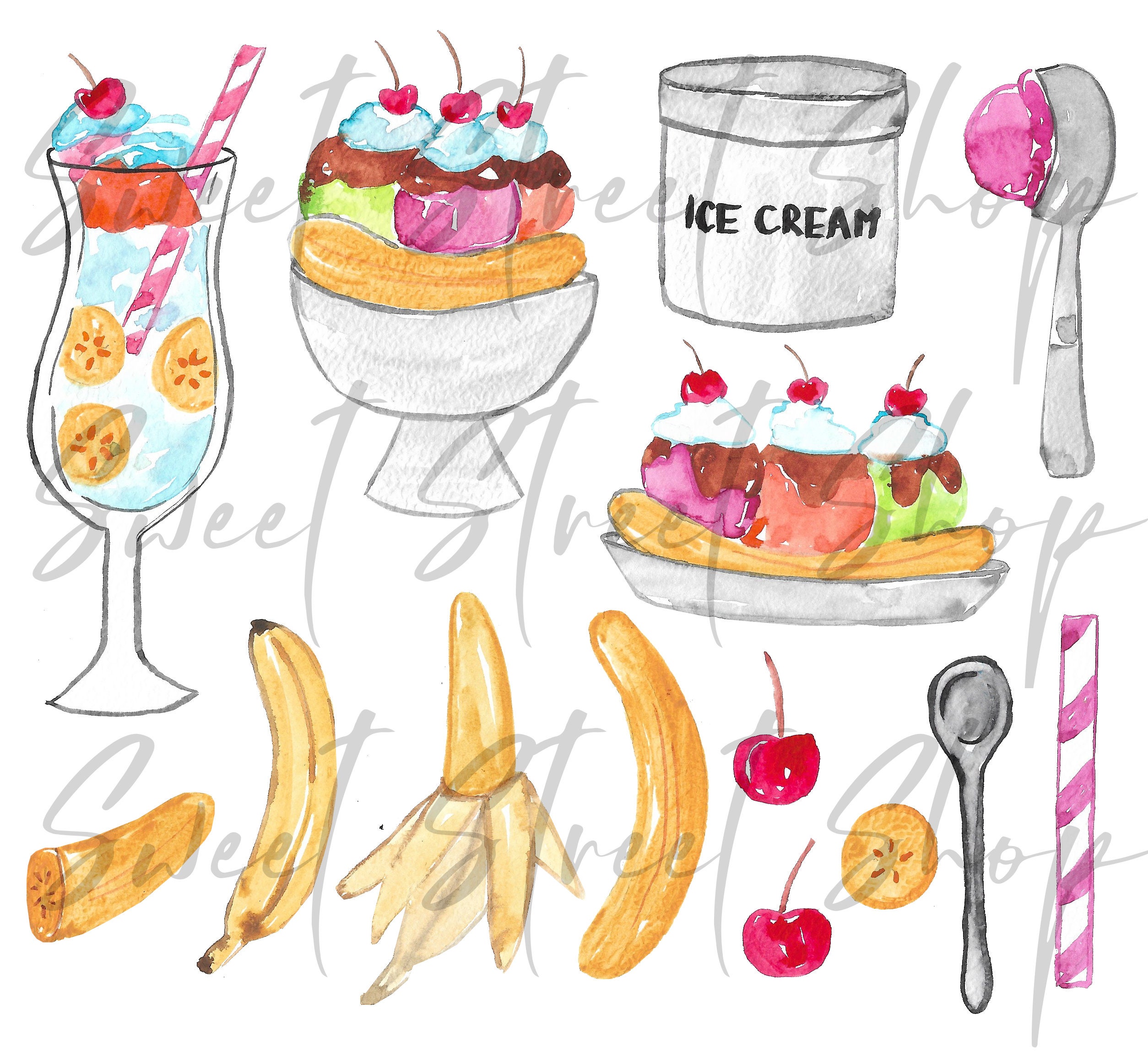 Free Clipart Of Banana Splits