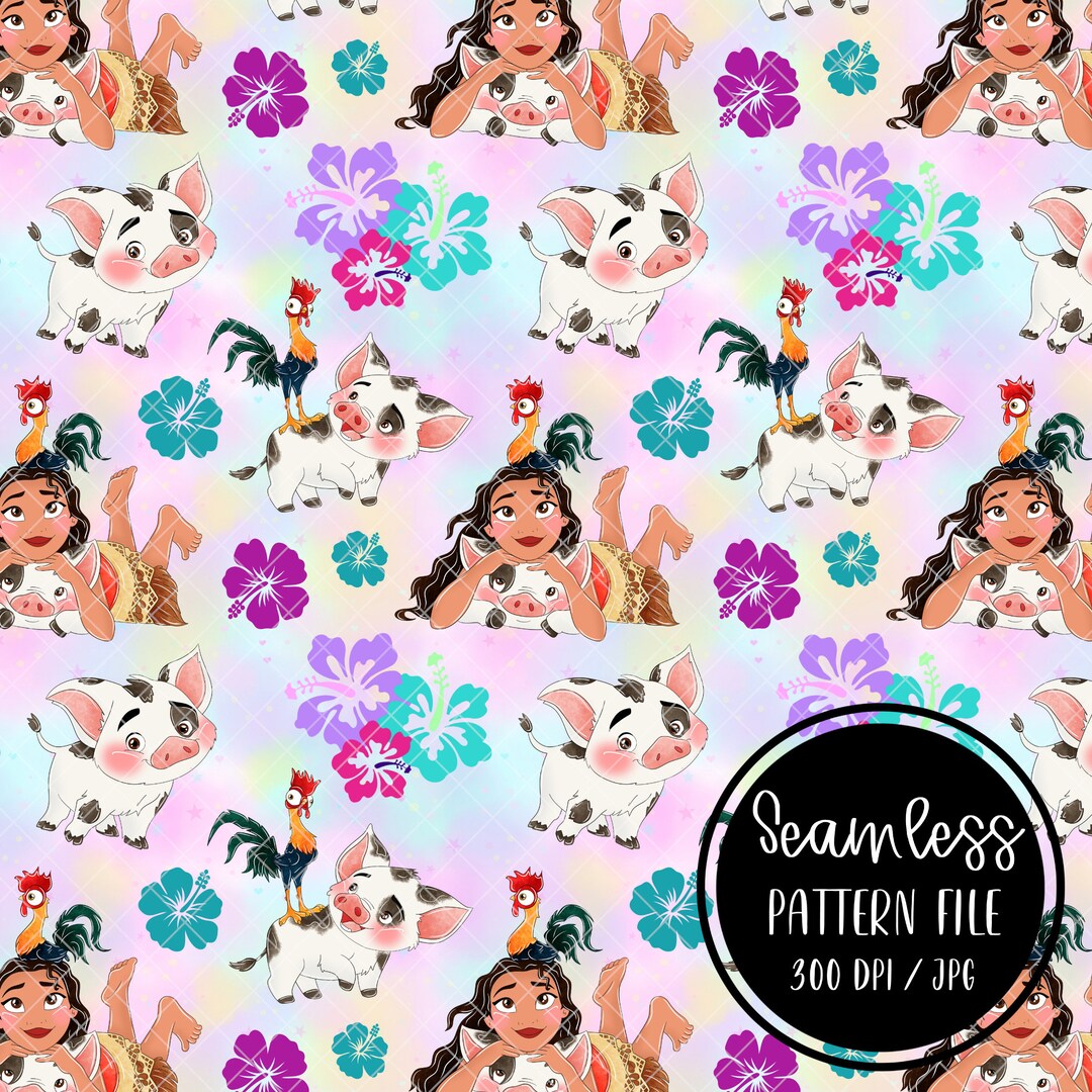 Princess Moana Seamless Pattern, Digital Paper Background Download Free ...