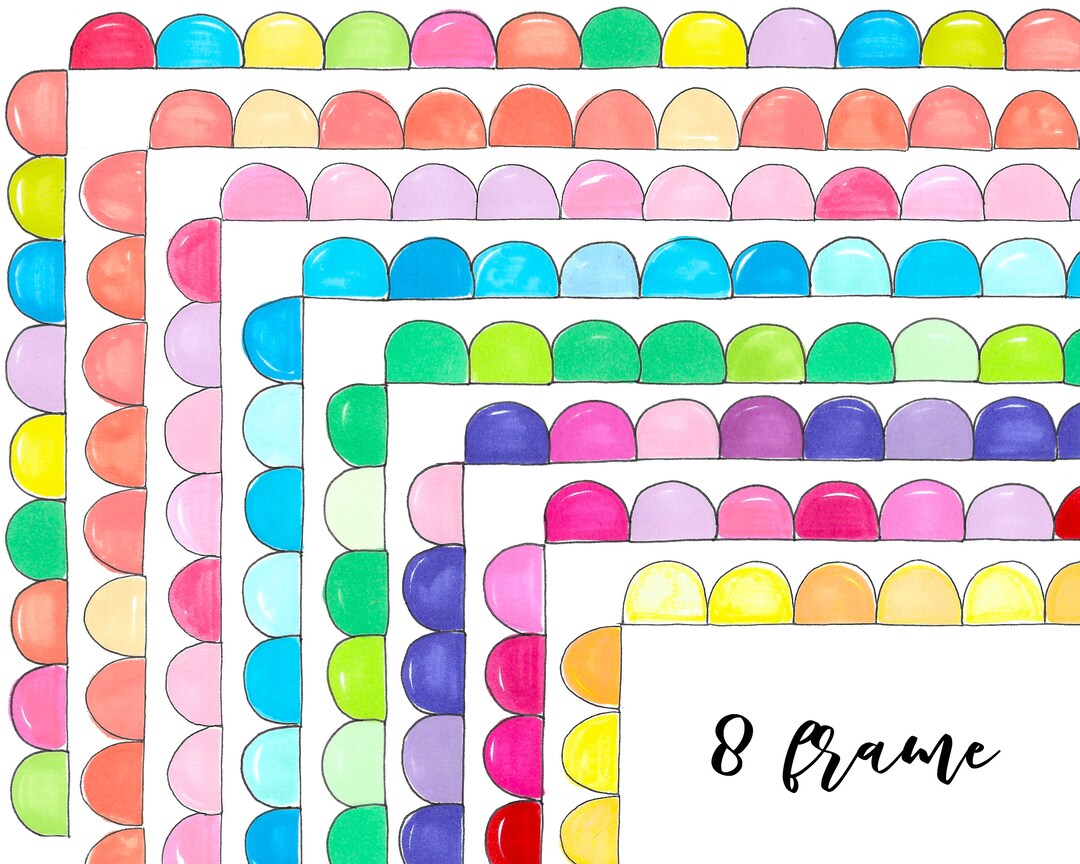Frames Doodle Border Rainbow Clipart Handpainted Digital Clipart Frame ...