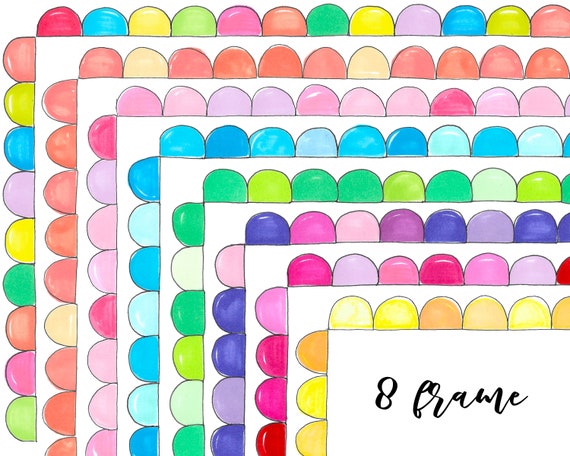 Frames Doodle Border Rainbow Clipart Handpainted Digital | Etsy