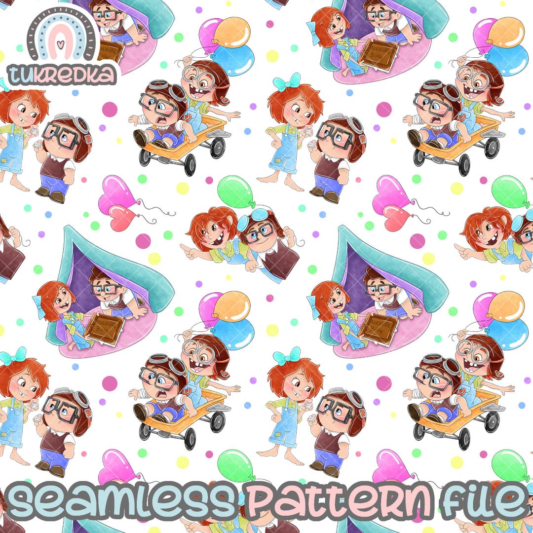 Up Carl and Ellie Seamless Pattern, Digital Paper Background Download ...