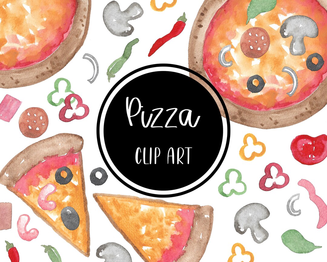 Hacer una pizza Clip art acuarela pintada a mano digital clipart ...