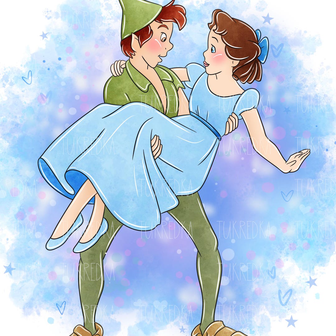Peter Pan Wendy Cute Clip Art PNG, Cartoon Clipart Sublimation PNG - Etsy