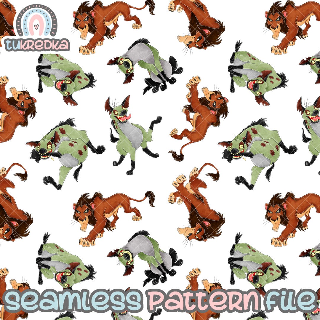 The Lion King Scar Hyena Seamless Pattern, Digital Paper Background ...