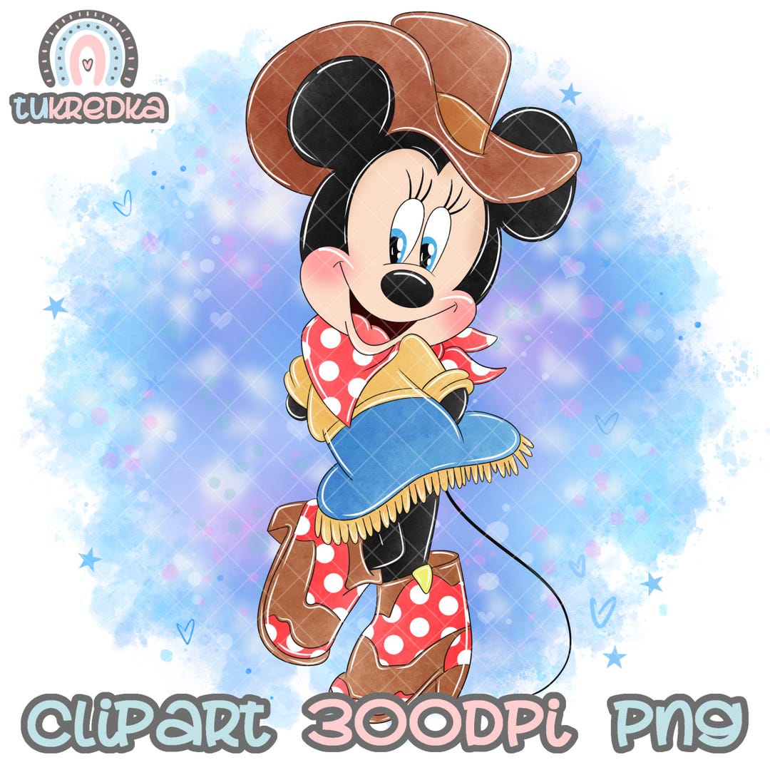 Minnie Mouse Cowboy Clipart, PNG Clip Art, Cartoon Sublimation ...