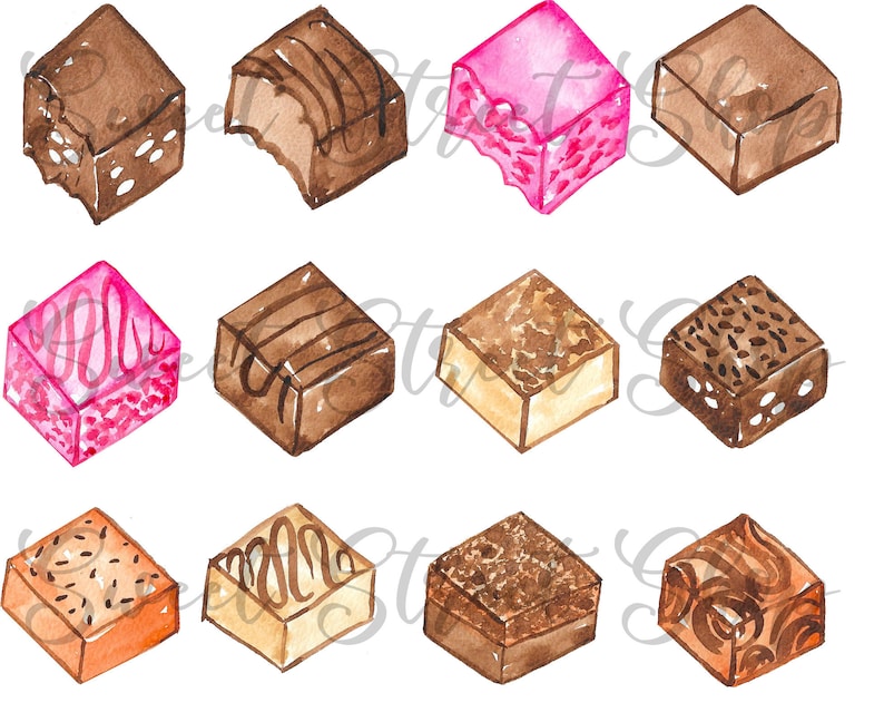 Fudge Chocolate Watercolor Handpainted Digital Clip Art - Etsy Hong Kong