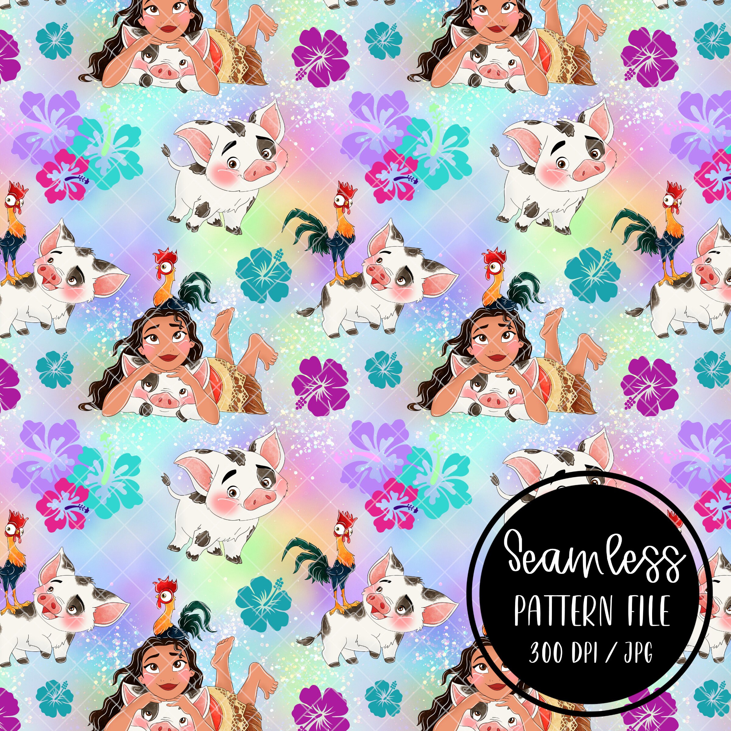 Princess Moana Seamless Pattern, Digital Paper Background Download Free ...
