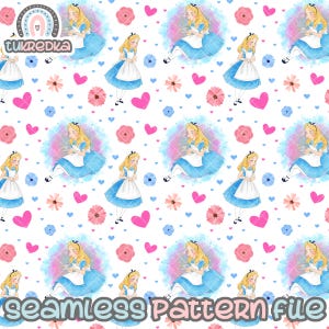 Alice in Wonderland Seamless Pattern, Digital Paper Background JPG - Etsy