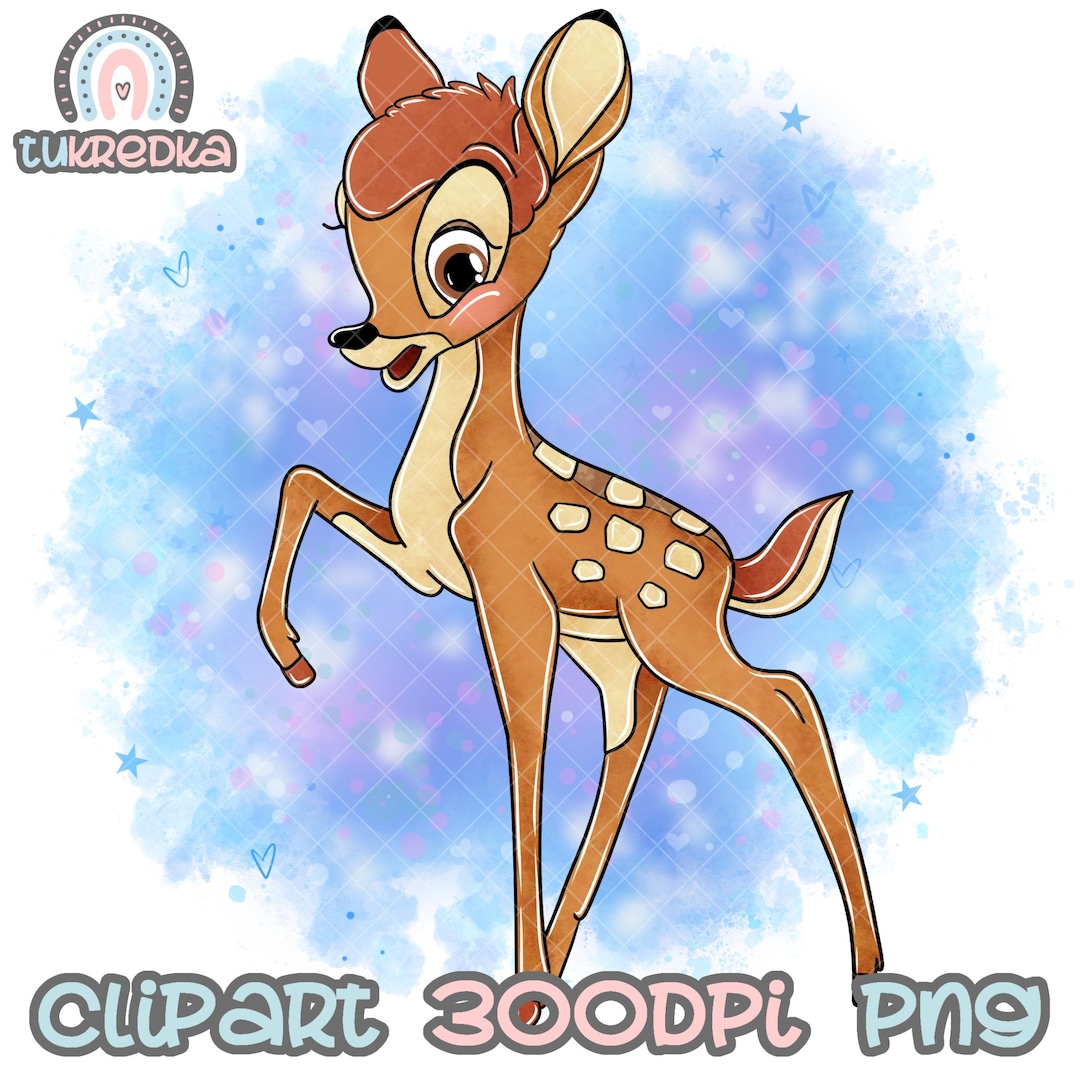 Bambi Cute Clip Art PNG, Cartoon Clipart Sublimation PNG - Etsy