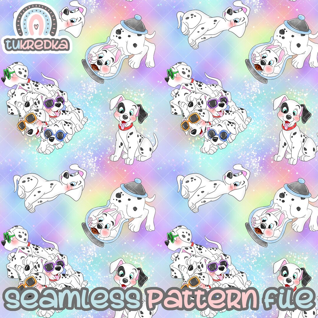 101 Dalmatians Dog Seamless Pattern, Digital Paper Background Download ...