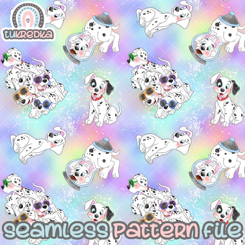 101 Dalmatians Dog Seamless Pattern, Digital Paper Background Download ...