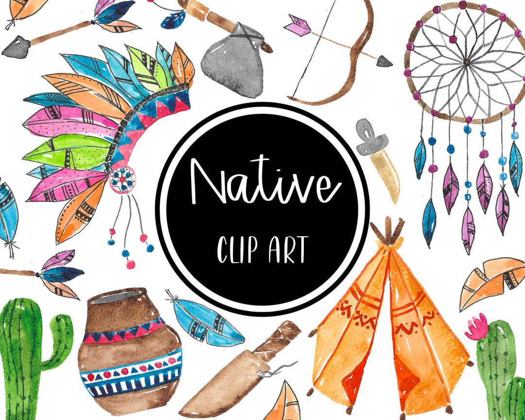 Native Clip Art Watercolor Digital Clipart Dream Catcher Southwestern ...