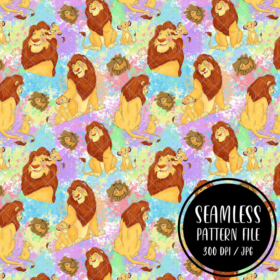 The Lion King Simba Seamless Pattern, Digital Paper Background Download ...