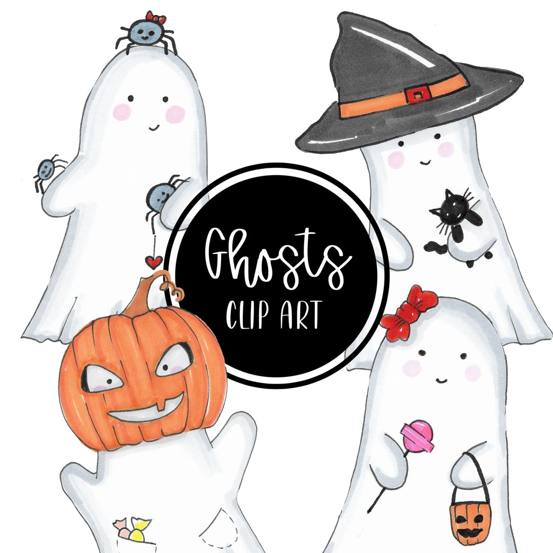Halloween Ghost Cute Clip Art Watercolor Handpainted Spider's Spirit ...