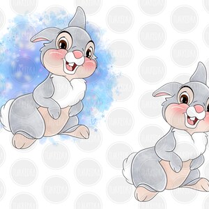 Thumper Rabbit Cute Clip Art PNG, Cartoon Bambi Clipart Sublimation PNG ...