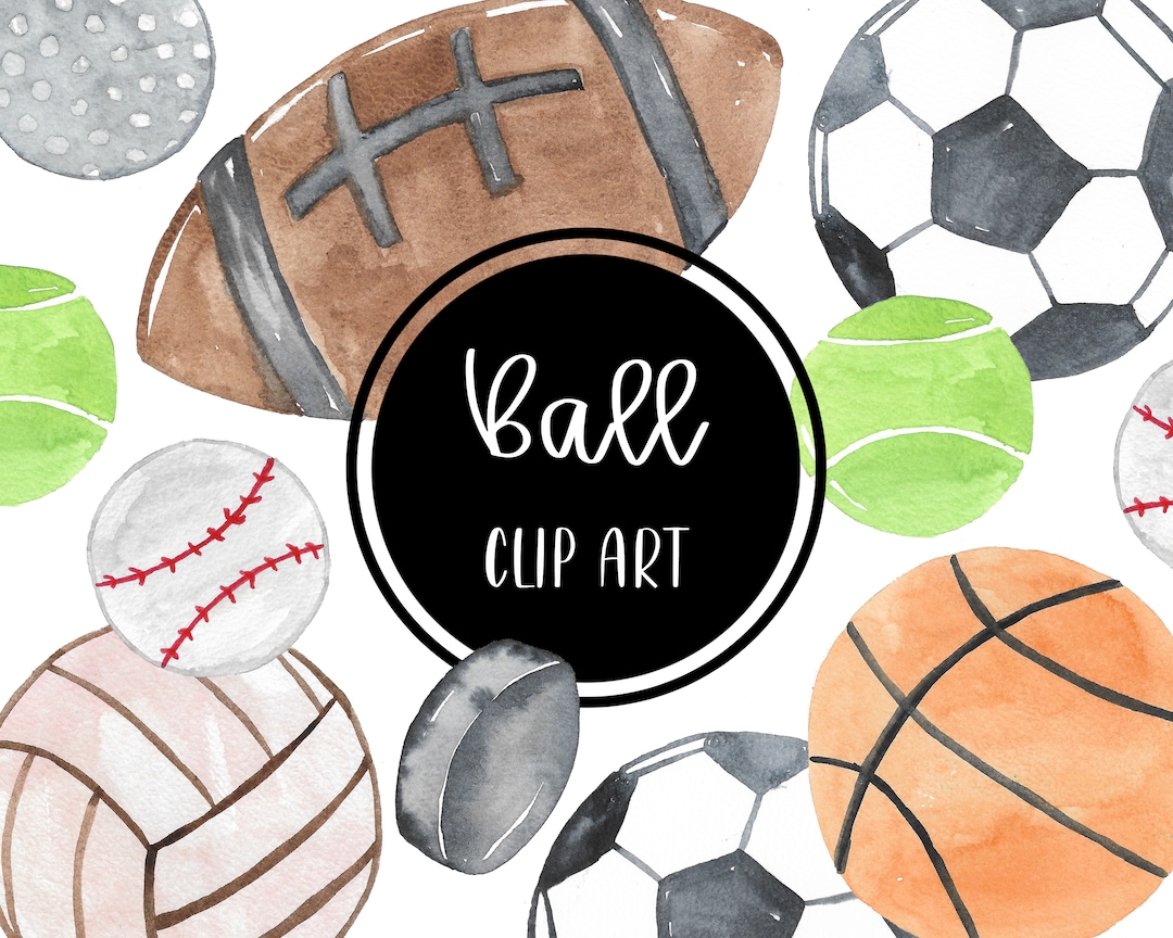 Sports Ball Clip Art Watercolor Handpainted Digital Clipart Basketball ...