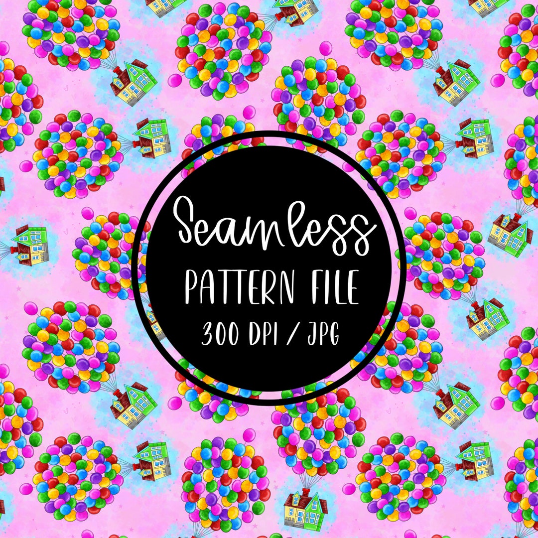 Up Balloon House Seamless Pattern, Digital Paper Background Download ...