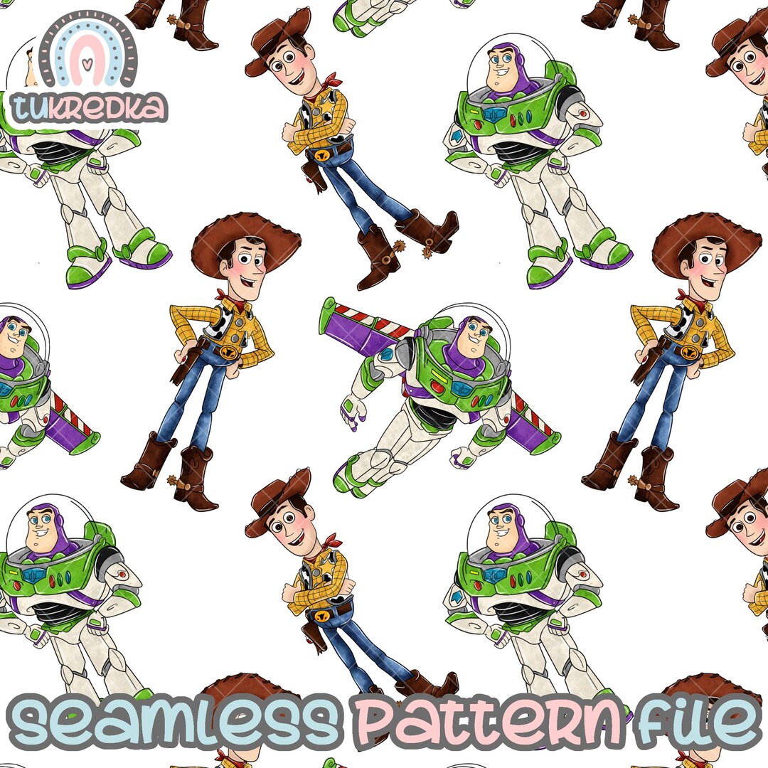 Toy Story Buzz Lightyear Woody Seamless Pattern, Digital Paper Background Download JPG - Etsy