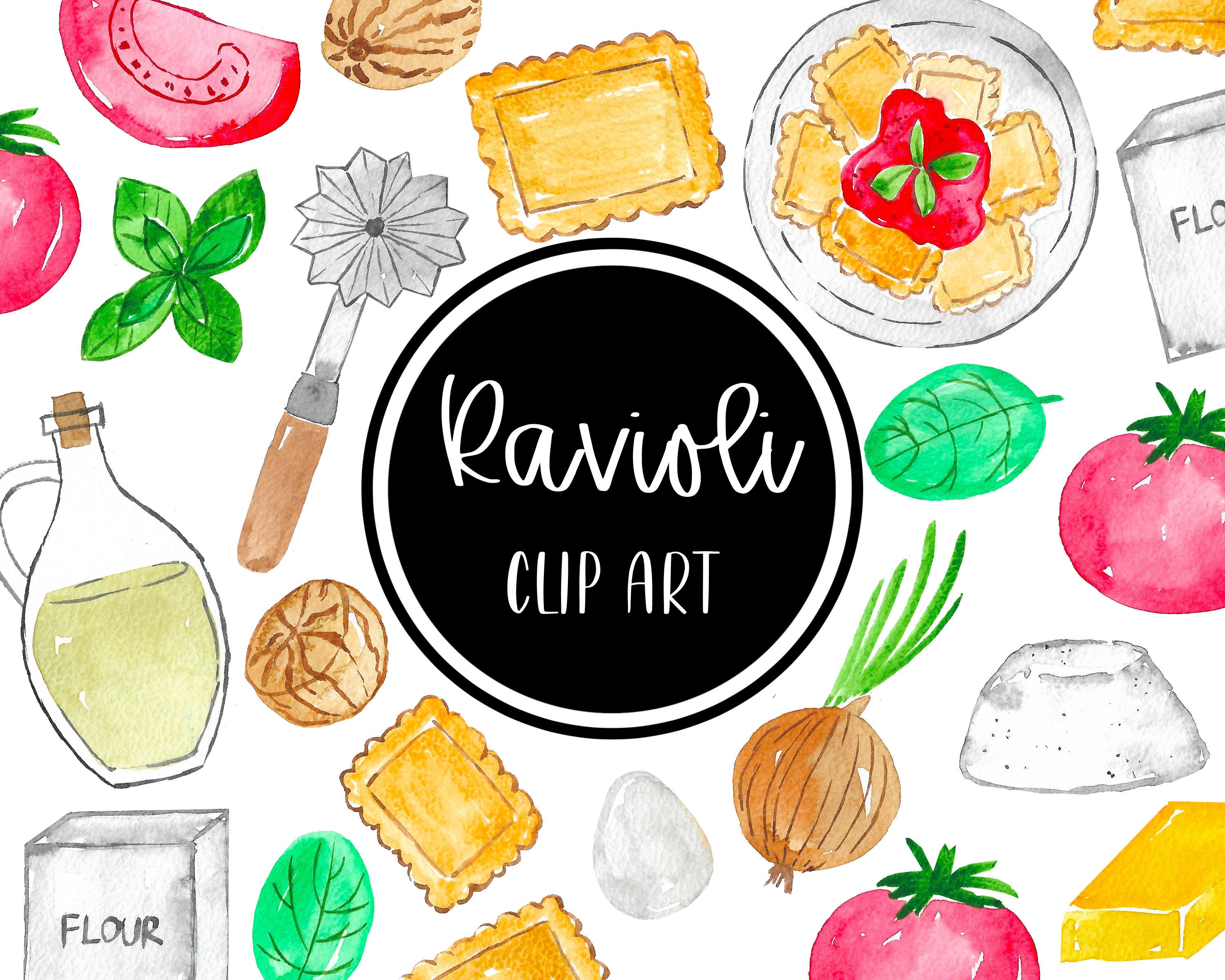 Ravioli Watercolor Handpainted Digital Clip Art Clipart Food - Etsy