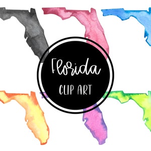 Florida Watercolor Handpainted Digital Clipart Map State Clip - Etsy