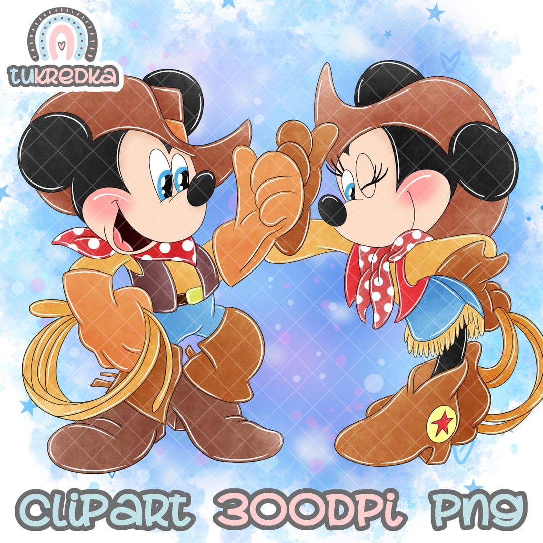 Mickey and Minnie Mouse Cowboy Clipart, PNG Clip Art, Cartoon ...