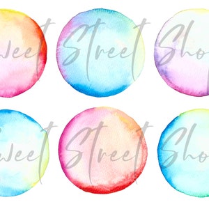 Dots Watercolor Handpainted Digital Clipart Multicolor Rainbow Colorful ...