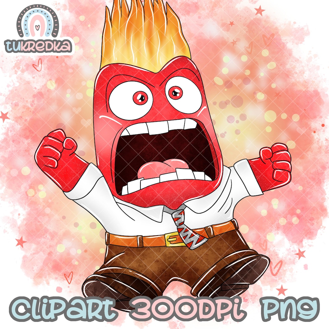 Inside Out Anger Clip Art PNG, Hand Drawn Cartoon Clipart Sublimation ...