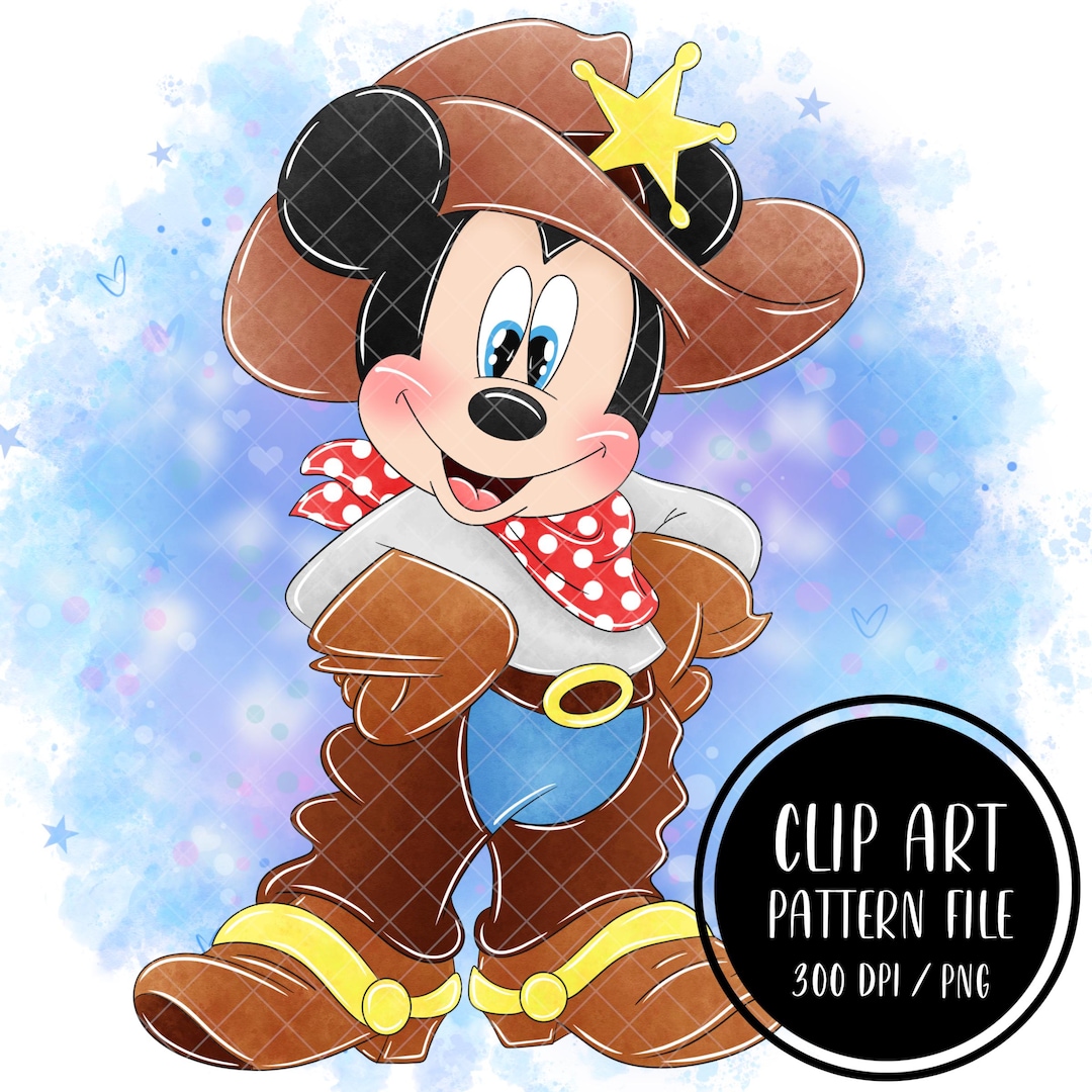 Mickey Mouse Cowboy Clipart, PNG Clip Art, Cartoon Sublimation PNG - Etsy