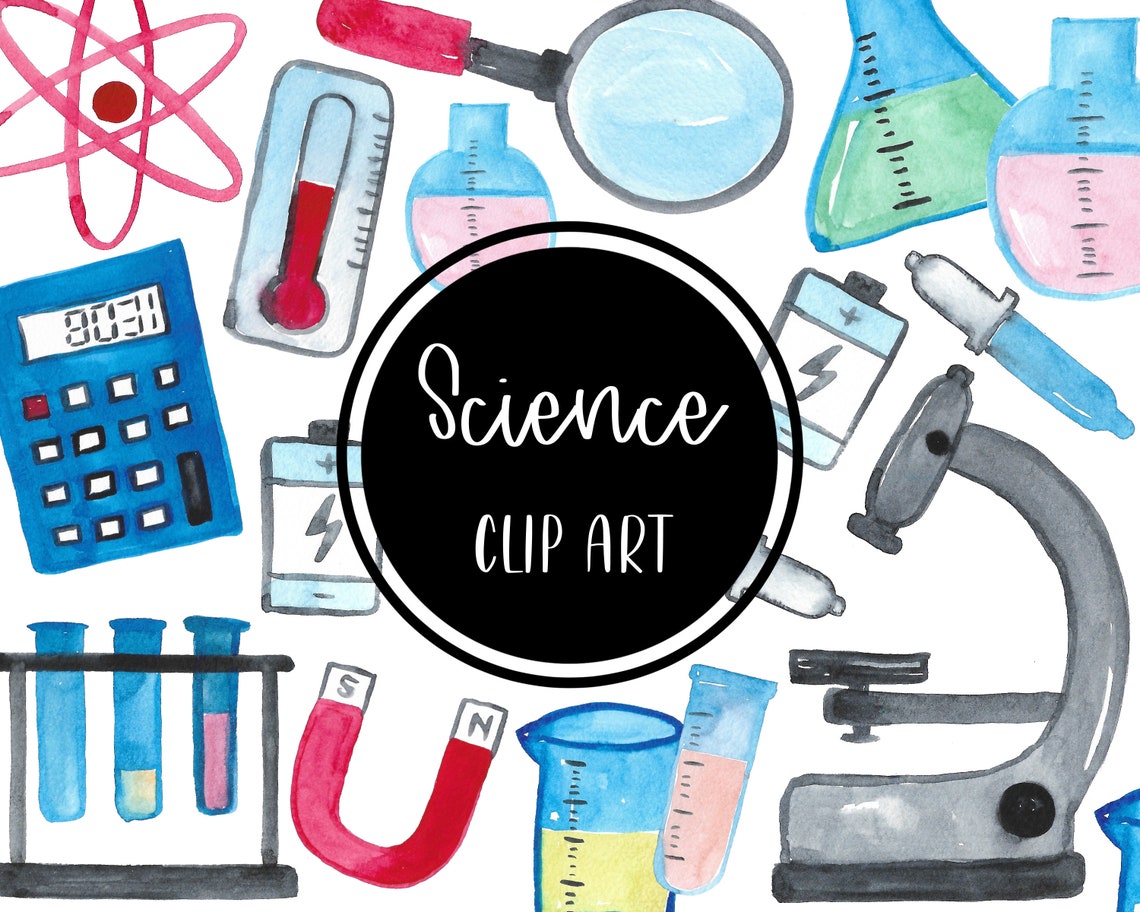 Science Clip Art Watercolor Handpainted Digital Clipart School Clip Art ...
