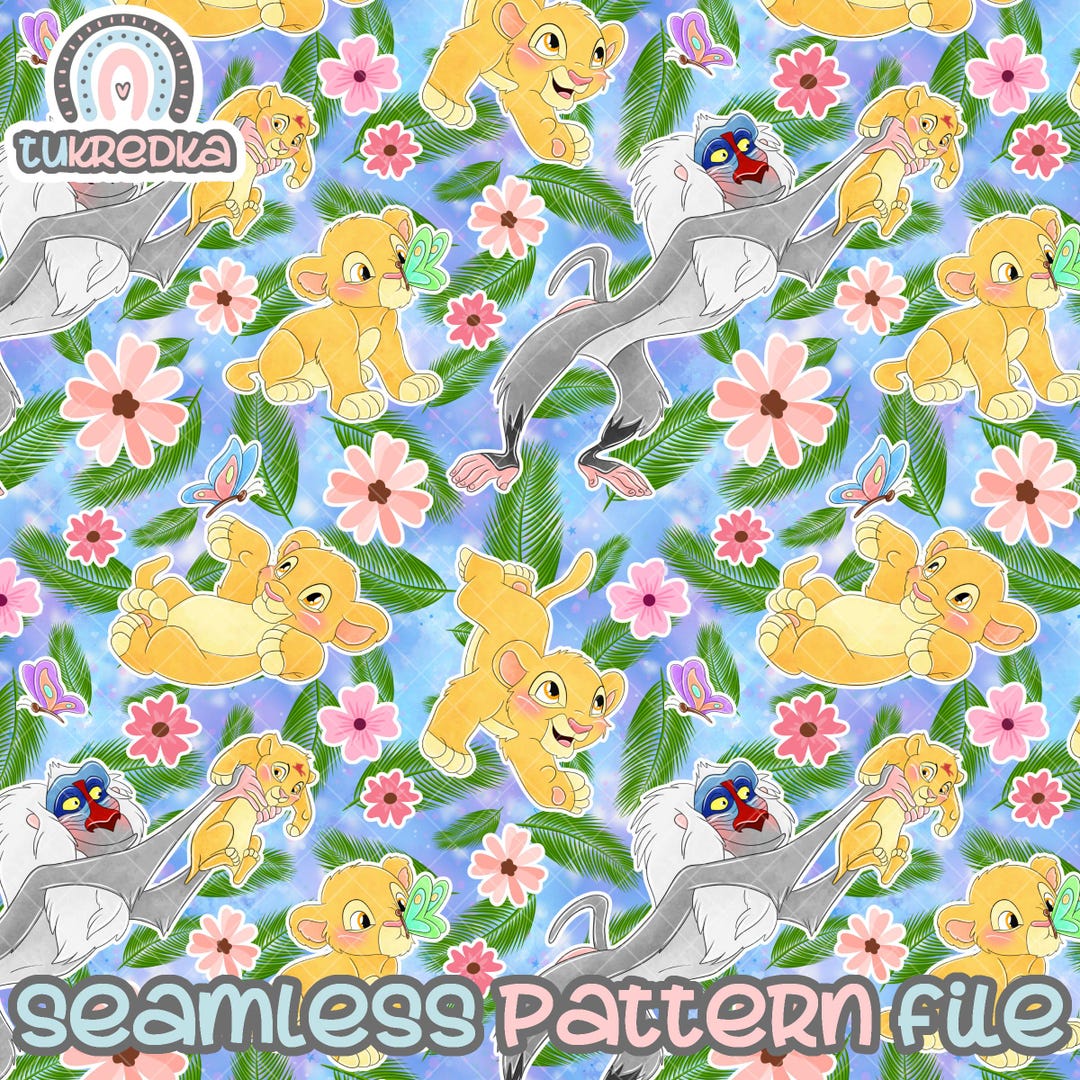 The Lion King Simba Seamless Pattern, Digital Paper Background Download ...