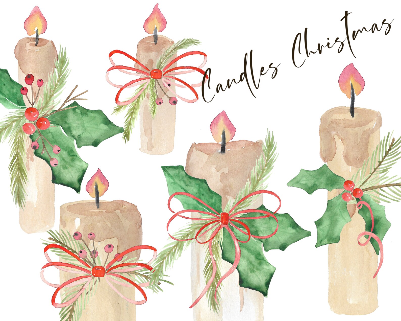 Candles Candle Clip Art Watercolor Digital Clipart Light - Etsy UK