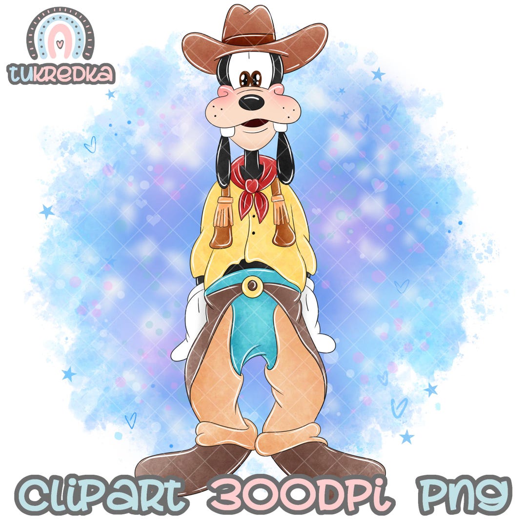 Goofy Cowboy Clipart, PNG Clip Art, Cartoon Sublimation Pngcartoon Art ...